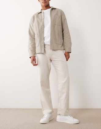 Mango Otto - Jean d&eacute;contract&eacute; en lin m&eacute;lang&eacute; - &Eacute;cru-Neutral