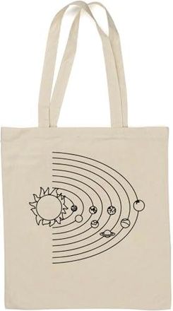 Generic Sac fourre-tout en coton naturel avec carte de lespace et planètes du système solaire Blanc