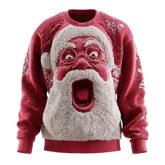 Generic 2025 Pull de Noel Homme Femme - Sweat-Shirt en Tricot Noël Impression Moche Col Rond Jumper Tops À Manches Longues Pullover T-Shirt Créatif de Mode Fu