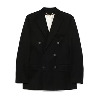 Golden Goose Doppelreihiger Wollblazer mit bedruckter Nachricht - - Jackets - Herren - Schwarzk - L
