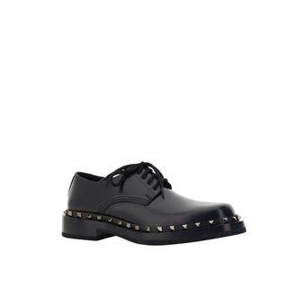 Valentino Garavani Mens Black Calfskin Oxfords And Derbies Shoe