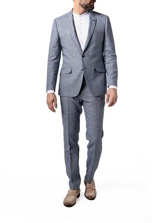 Roy Robson Herren Anzug blau Leinen