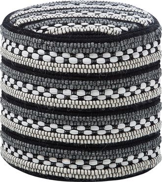 Beliani Pouf Sitzpouf Fußablage weiß schwarz Boho Guntur