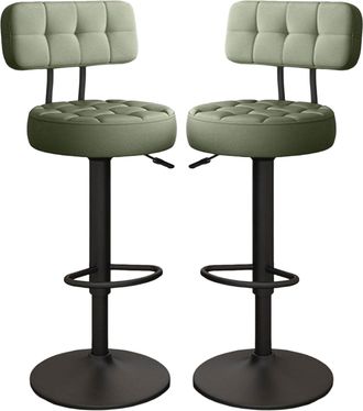 Generic Drehbare, H&ouml;henverstellbare Barhocker (2Er-Set), Gepolstert mit Pu-Leder und R&uuml;ckenlehne, Stabile Metallbeine, 60-80 cm Hoch, Ideal f&uuml;r K&uuml;cheninseln u