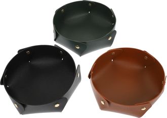 Artibetter 3stücke Leder Tablett Für Schreibtisch Uhrenhalter Aus Leder Münzbehälter Für Geldbörse Wechseltablett Für Aufbewahrung Eingangsbereich Tablett Mit Ni