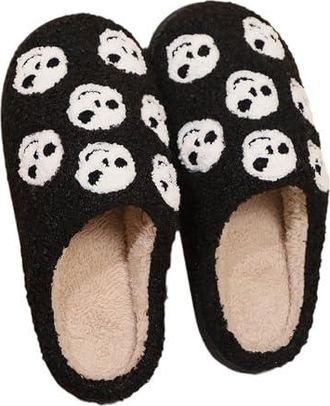 Generic Pantoufles dHalloween fantôme effrayant dessin animé pour femme - Pantoufles chaudes en forme de nuage - Mules dhiver chaudes en peluche pour intérieu