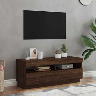 vidaXL Vidaxl - Meuble tv avec lumi&egrave;res led ch&ecirc;ne marron 100x35x40 cm