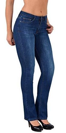 ESRA Jean Femme Bootcut Jean pour Femmes Pantalon en Jean Femme Noir et Bleu Grande Taille B100