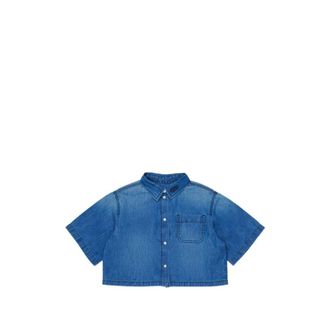 Diesel Cropped Denim Shirt - - Blouses & Shirts - Damen - Blau - 2XL