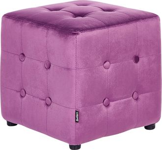 Beliani Stilvoller Hocker in W&uuml;rfel Samtstoff violett Wisconsin