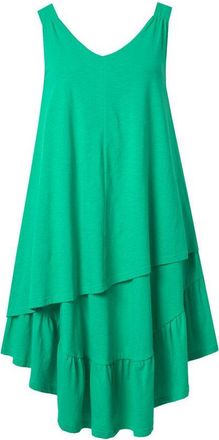 Ulla Popken Midikleid Midikleid Struktur V-Ausschnitt &auml;rmellos
