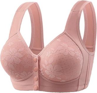 Generic Soutien-gorge 2026 pour femme - Bonnet fixe - Boucle avant - Sous-v&ecirc;tements pour personnes &acirc;g&eacute;es - Grande taille - Sans armatures - D&eacute;bardeur fin, ros