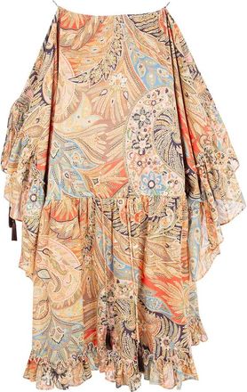 Etro Femme, Robes, Multicolore, Taille: 36 FR Robe Courte &Agrave; Volants Et Dentelles
