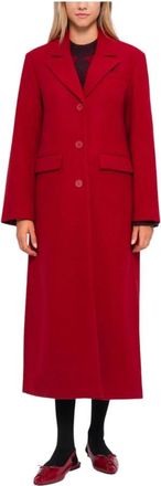 Only Only, Femme, Manteaux, Rouge, Taille: 40 FR Manteau Boutonné Col à Revers et Encolure en V