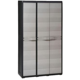 vidaXL Armoire de rangement de jardin avec 4 &eacute;tag&egrave;res Noir et gris