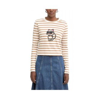 Karl Lagerfeld Ikon Stripe Langarm-T-Shirt - - Tops - Damen - Mehrfarbig - M
