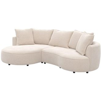Vente-Unique Canap&eacute; dangle gauche en tissu chenille beige CEPRANO de Maison C&eacute;phy