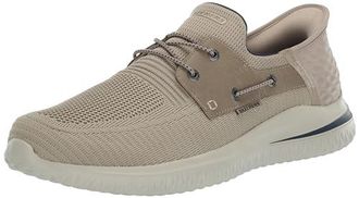 Skechers Delson 3.0-Roth 210606 Chaussures &agrave; Lacets &eacute;lastiques, Chaussures Basses &agrave; Enfiler pour Hommes, Taupe, 8 Wide