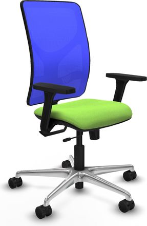 Piqueras y Crespo Verstellbarer Lendenwirbelstuhl mit 3D-Armlehnen, ausgestattet mit Syncro/Traslack und Schneideschaum, mit Rollen von 65 mm, Nylon, Blau/Pistazie