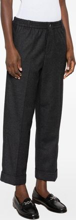 Closed Stretch Wool-Viscose Flannel Trousers - Black