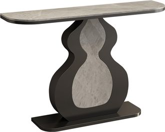 Generic Eingangstisch mit Einzigartigem Metallsockel, Industrial Flurtisch, Moderner Akzenttisch mit Schieferplatte, Schmaler Sofatisch für Wohnzimmer(Black 3