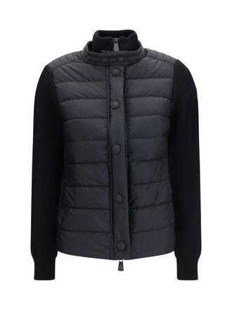 Moncler Padded Wool-Blend Hybrid Down Jacket - Black