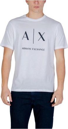 A|X Armani Exchange Homme, Tops, Blanc, Taille: L T-shirt en coton &agrave; manches courtes et col rond