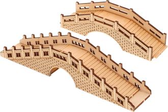 Artibetter JUMPLAWN 2 St&uuml;ck Miniatur Holz Bogenbr&uuml;cken zum Selberbauen Leichte Mikrolandschafts Dekoration Einfache Montage Klassische Chinesische Architektur f&uuml;