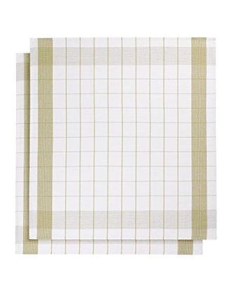 De Witte Lietaer 200068 Mixte Lot de 2 Torchons Lin/Coton Vert 68 x 68 cm