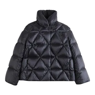 Fay Cape en duvet &agrave; manches raglan et motif losanges - Femme - Vestes - Noir - Taille: 38 FR
