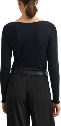 Comma Langarmshirt mit U-Boot-Ausschnitt / leicht transparent