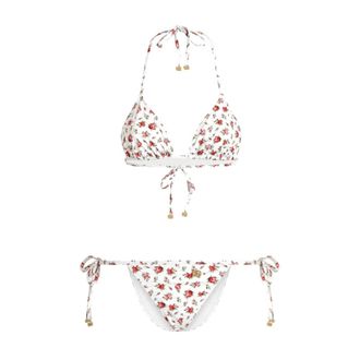 Dolce & Gabbana Bikini-Oberteil mit Triangel-Form und Bindeb&auml;ndern sowie Bikini-H&ouml;schen mit seitlichen B&auml;ndern - - Swimwear - Damen - Wei&szlig; - S