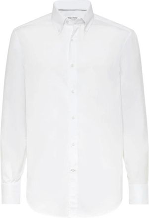 Brunello Cucinelli Homme, Chemises, Blanc, Taille: 2XL Chemise Twill Coupe Classique