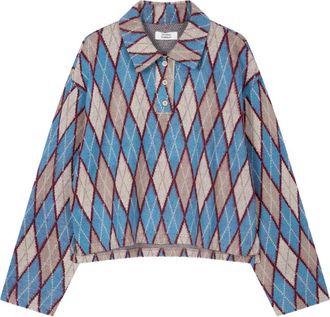 STUDIO TOMBOY polo à losanges - Bleu