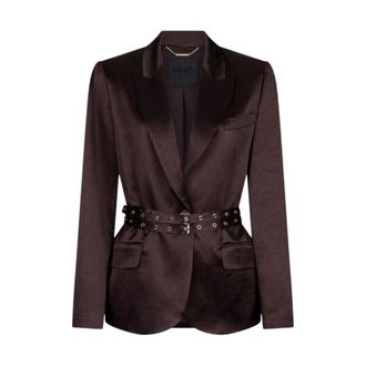 Liu Jo Femme, Vestes, Brun, Taille: 40 FR Blazer glamour en satin avec ceinture