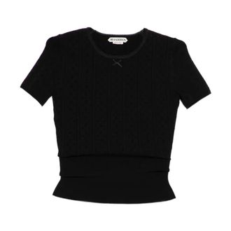 J.W.Anderson Pointelle-Strick-T-Shirt - - Tops - Damen - Schwarzk - S