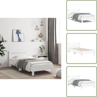 vidaXL The Living Store - Bettgestell mit Kopfteil Wei&szlig; 100x200 cm Holzwerkstoff - Holzbettfassungen - Bettrahmen Wei&szlig; - Einzelbett - Bettkopfteil