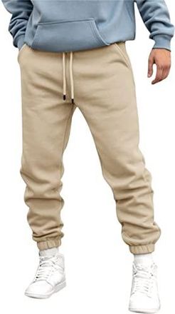 Generic Pantalon de surv&ecirc;tement pour homme avec cordon de serrage et taille &eacute;lastique - Pantalon de jogging dhiver - Couleur unie - Pantalon de course &agrave; pied 