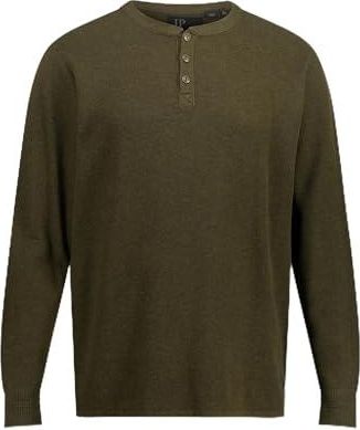 JP1880 Hommes Grandes Tailles L-8XL Pull Style Henley, en Maille texturée. Manches Longues et col Rond. Jusquau 8 XL. Vert Sapin 5XL 820634640-5XL
