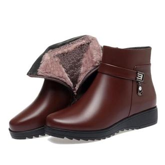 Generic Bottes orthop&eacute;diques en cuir synth&eacute;tique pour femme - Chaudes et imperm&eacute;ables - Antid&eacute;rapantes - Avec fermeture &eacute;clair lat&eacute;rale, marron, 38.5 EU