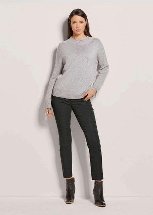 Madeleine Strickpullover Langarm Stehkragen-Pullover Uni-Design trifft auf modernen Stehkragen ohne Verschluss