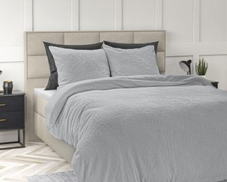 Sleeptime Bettw&auml;sche Pl&uuml;sch Winter - Kuschelig Flauschig Warm - 140cm x 220cm - Grau - Bettbez&uuml;ge Winter - Bettw&auml;sche mit Knopfverschluss - Bettw&auml;sche Set mit 1