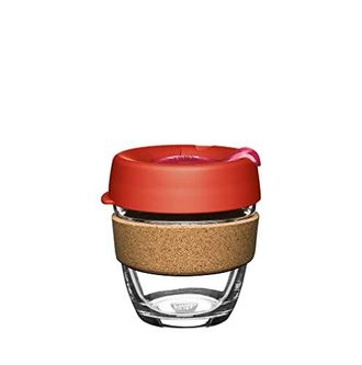 KeepCup Wiederverwendbare Kaffeetasse aus geh&auml;rtetem Glas mit spritzwassergesch&uuml;tztem Deckel, Brew Cork Band, leicht, BPA-frei, klein, 227 ml Daybreak