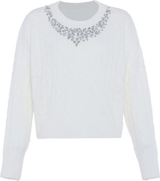 Faina Pullover Damen Wollwei&szlig;