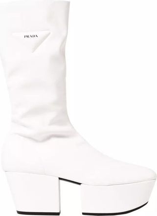 Prada Stiefel - Platform Pull On Boots - Gr. 37,5 (EU) - in Weiß - für Damen