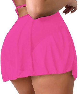 Generic Maillot de bain pour adolescent - Noir uni - Taille haute - Pour femme - Jupe portefeuille - Bas de bikini pour adolescentes, Rose, XS