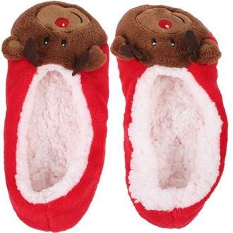 FOMIYES Pantoufles dInt&eacute;rieur &agrave; Paillettes P&egrave;re No&euml;l Chaudes en Peluche Semelle Antid&eacute;rapante Taille 35-38 Couleur Rouge Confortables pour Automne et Hiver