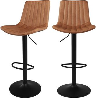 Rendez-Vous D&eacute;co Rendez-vous D&eacute;co - Lot de 2 chaises de bar r&eacute;glables 62,5/83 cm camel en cuir synth&eacute;tique - killi
