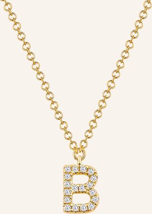 Leaf Initialien Halskette B Aus 14 Karat Gelbgold Mit Diamanten gold