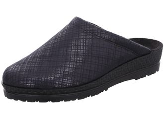 Rohde Damen Pantoffel Keilabsatz Hausschuh Microvelour Neustadt-D 2297, Größe:41 EU, Farbe:Schwarz